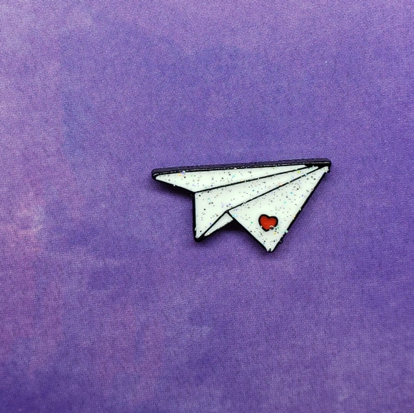 Jewelry | 525 Sparkly Paper Airplane Enamel Pin | Poshmark